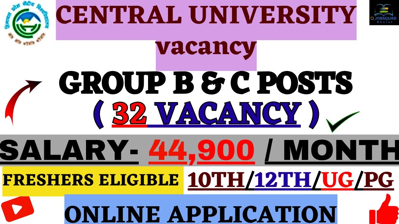 CU VACANCY 2023 CENTRAL UNIVERSITY GROUP B & C VACANCY 2023 32 ...