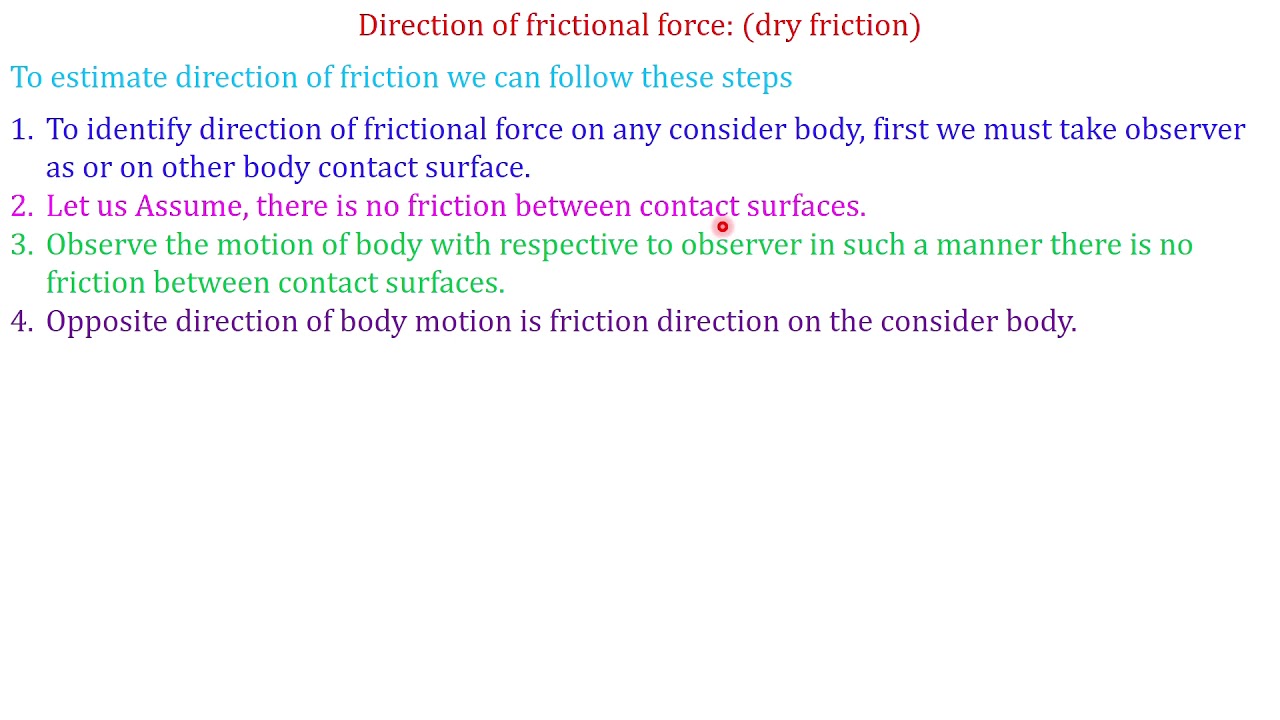 DIRECTION OF FRICTIONAL FORCE | MVR | TEACHINGWAVE - YouTube