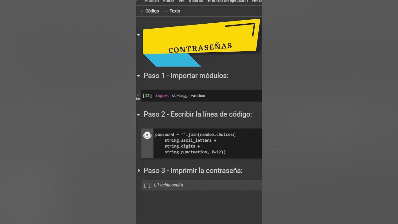 ¿Cómo Crear un Generador de Contraseñas Robustas con Solo 1 Línea de Código en Python? - YouTube