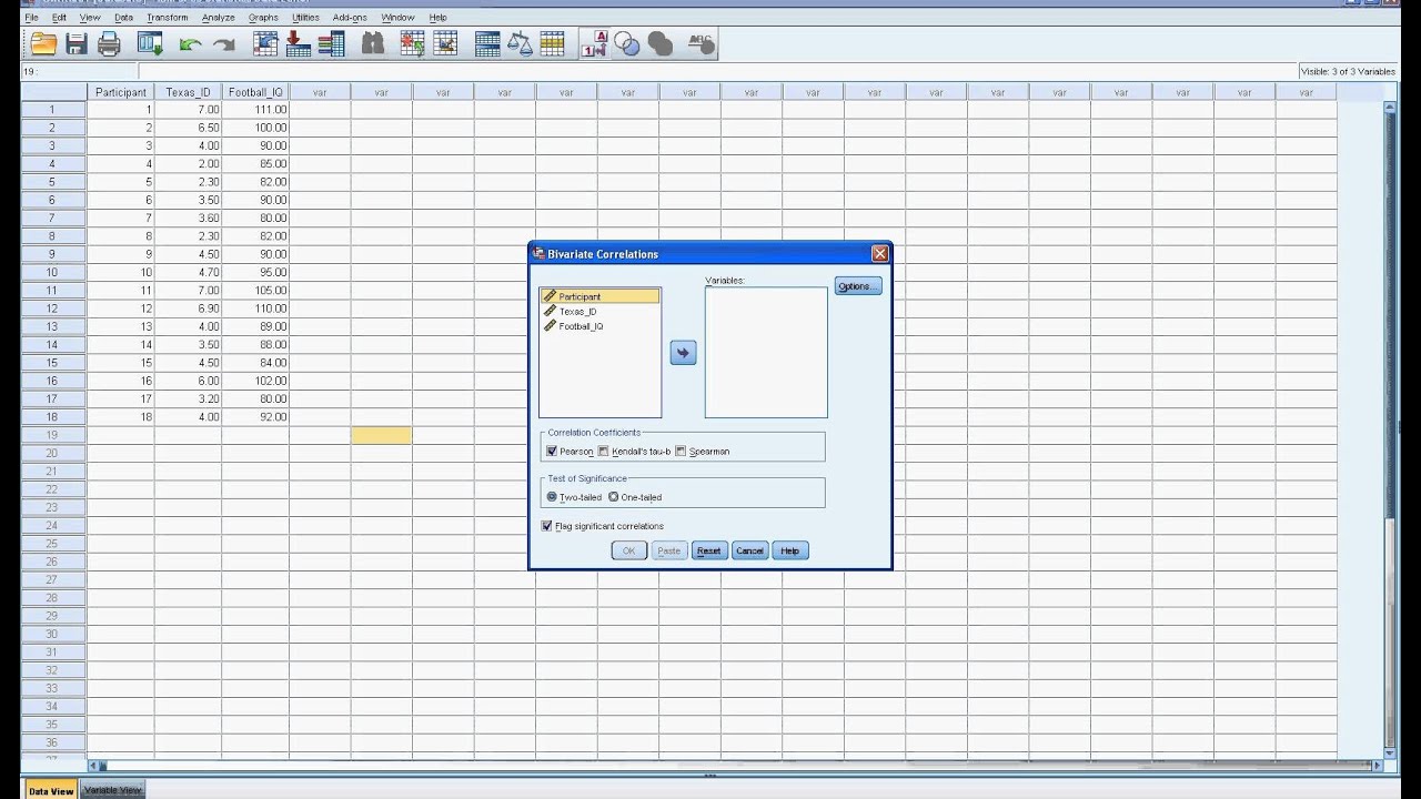 Pearson's r in SPSS - YouTube