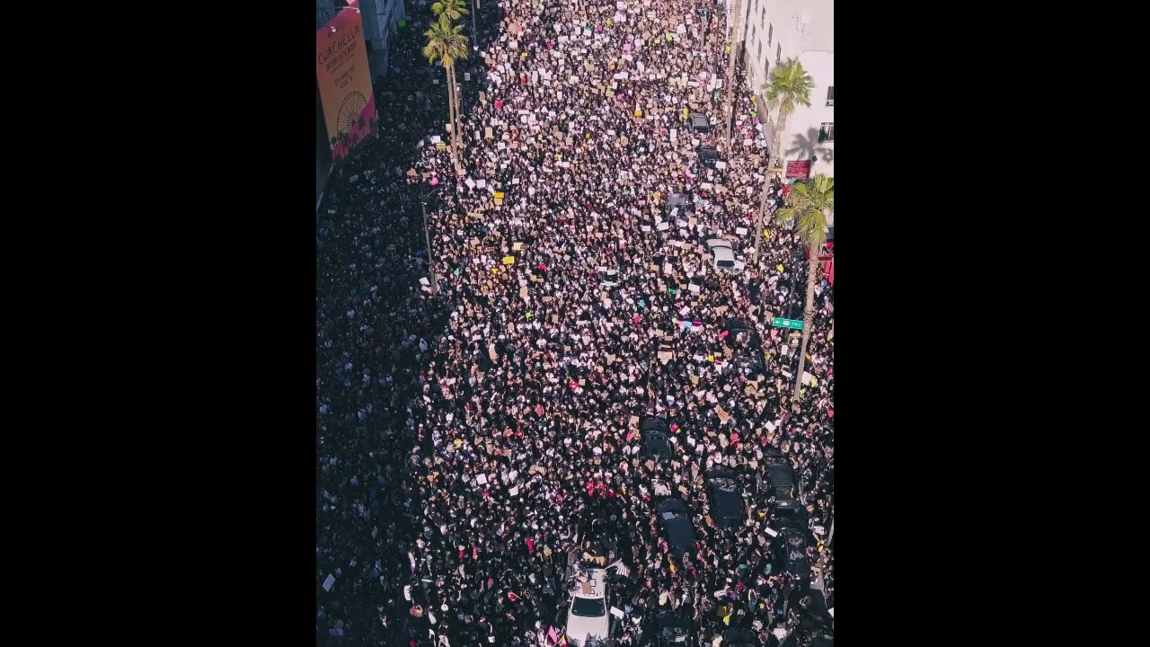 Drone Footage Captures Thousands of Protesters in Hollywood - YouTube