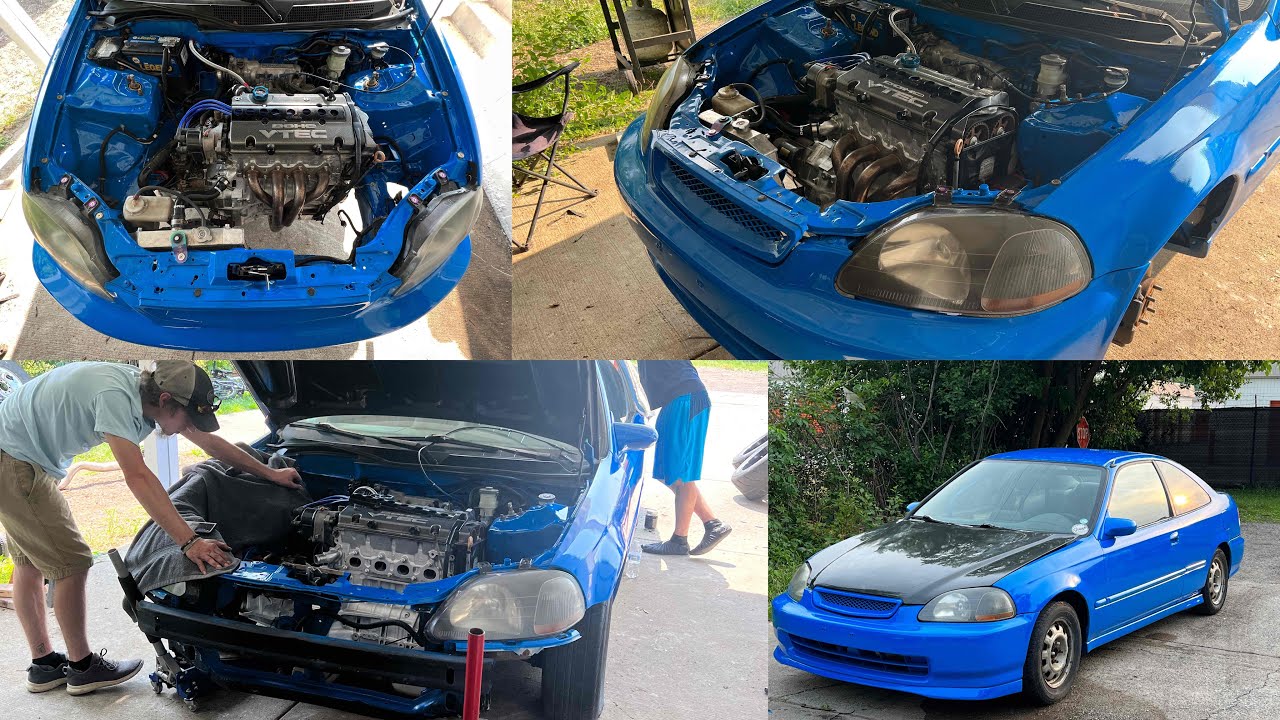 getting H22 civic ready for Gingerman Raceway PART 2 (back from paint ...