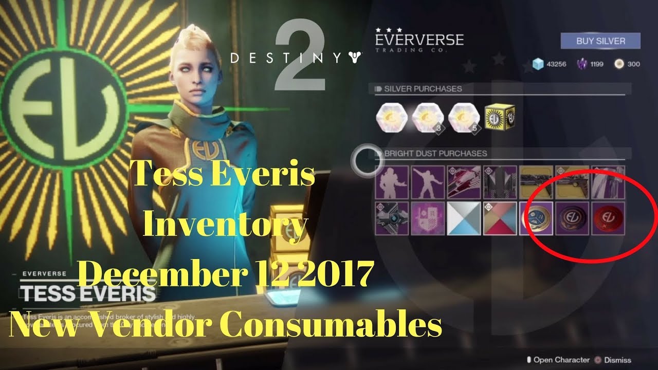 Destiny 2 Tess Everis Inventory December 12th 2017 New Vendor ...