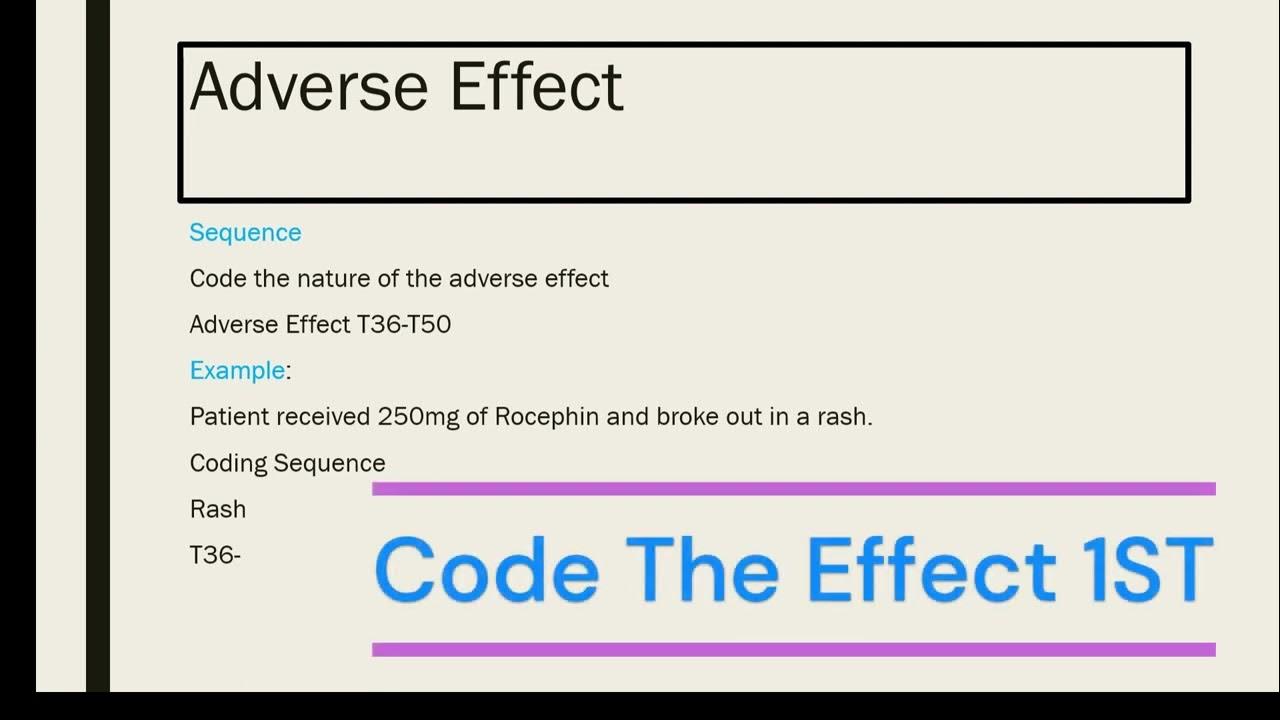 There is a sequence for codes on the Table of Drugs! Learn to code adverse effects. - YouTube