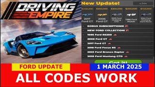 New Update Ford Driving Empire Roblox All Codes March 1 2025 Berlian ...