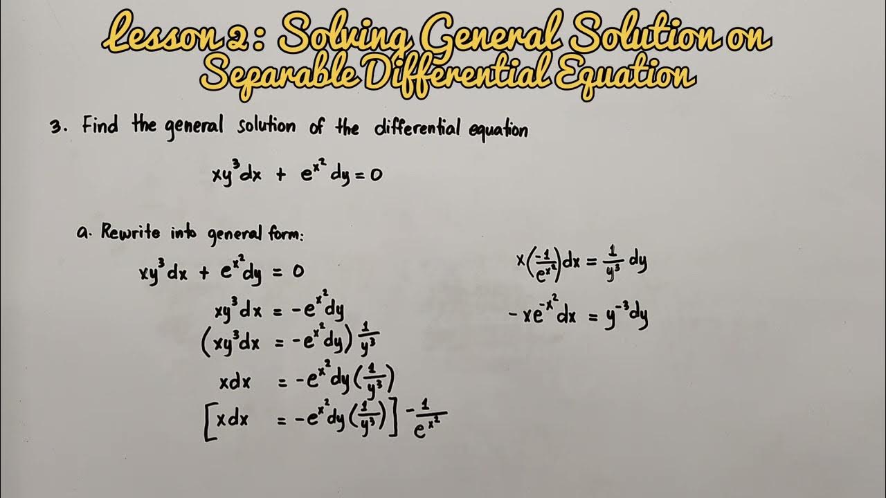 BASIC CALCULUS: Separable Differential Equation - YouTube