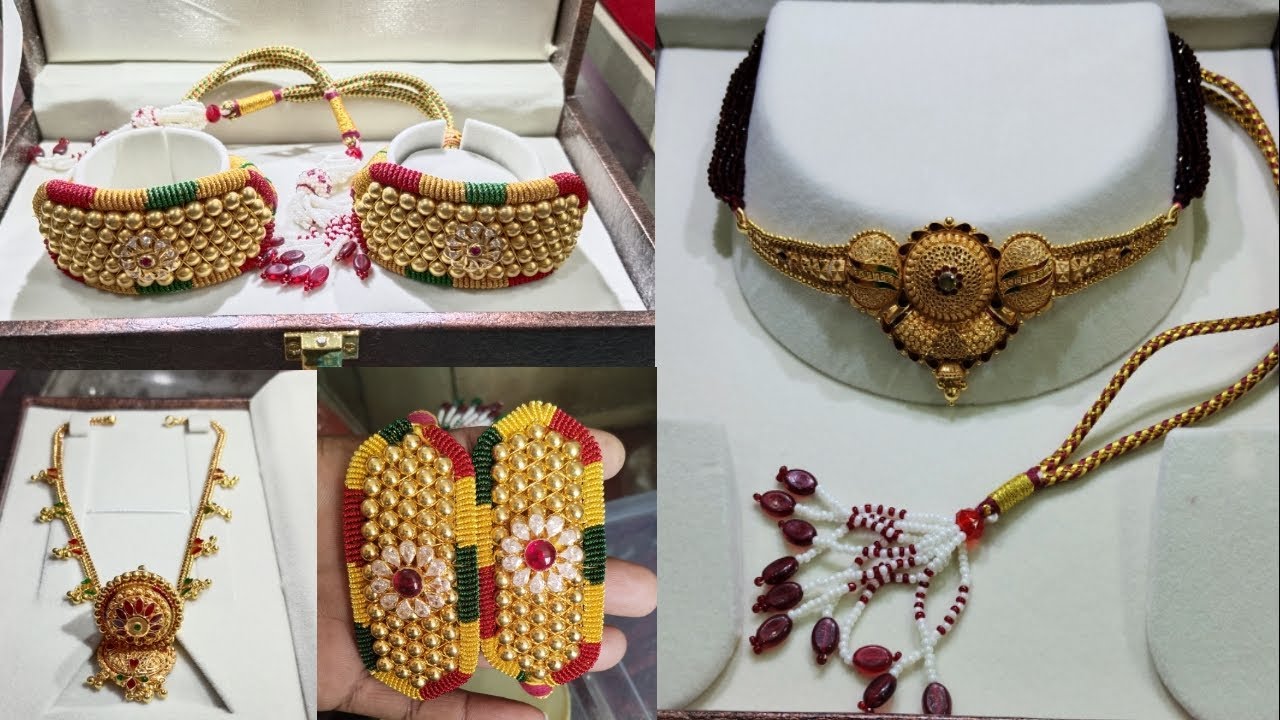 सोने की पुछी डिजाइन | latest gold chik set design| gold rakhdi set ...