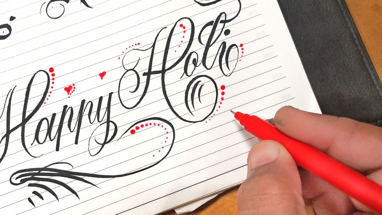 How to write Happy Holi in Beautiful cursive Stylish Calligraphy - YouTube