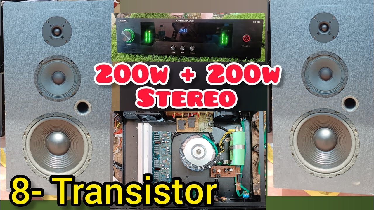 STEREO 3 way Amp 200w+200w - YouTube