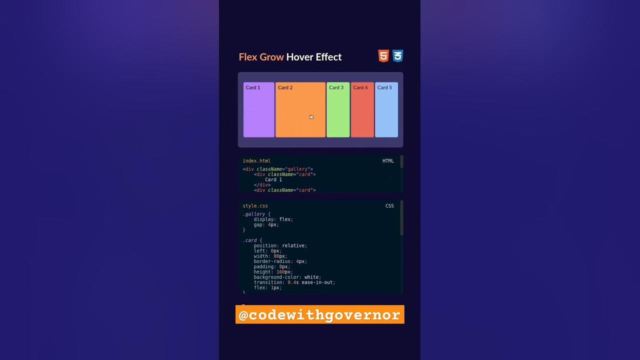 Flex Grow Hover Effect With Html And Css Web3 0 Youtube