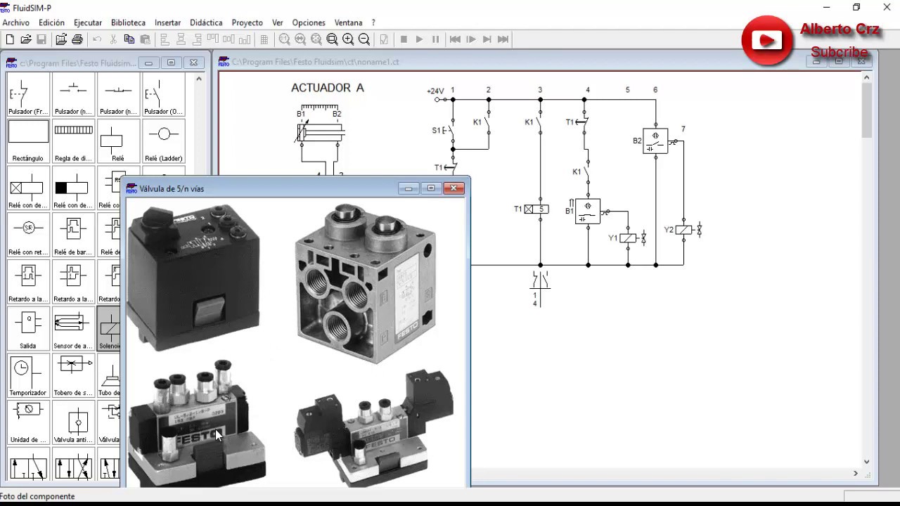 FluidSIM Electroneumatica Controlado por un Temporizador Circuito ...