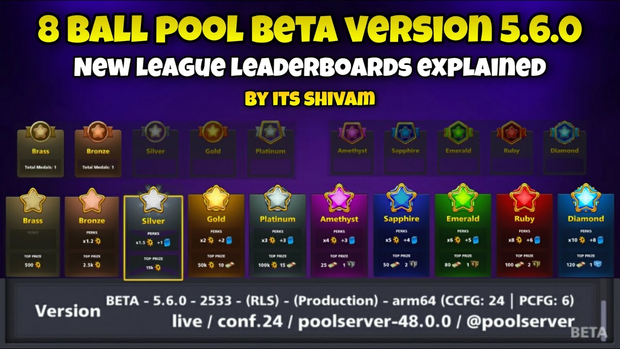 8 BALL POOL BETA VERSION 5.6.0 || NEW LEAGUE LEADERBOARDS EXPLAINED BY ...