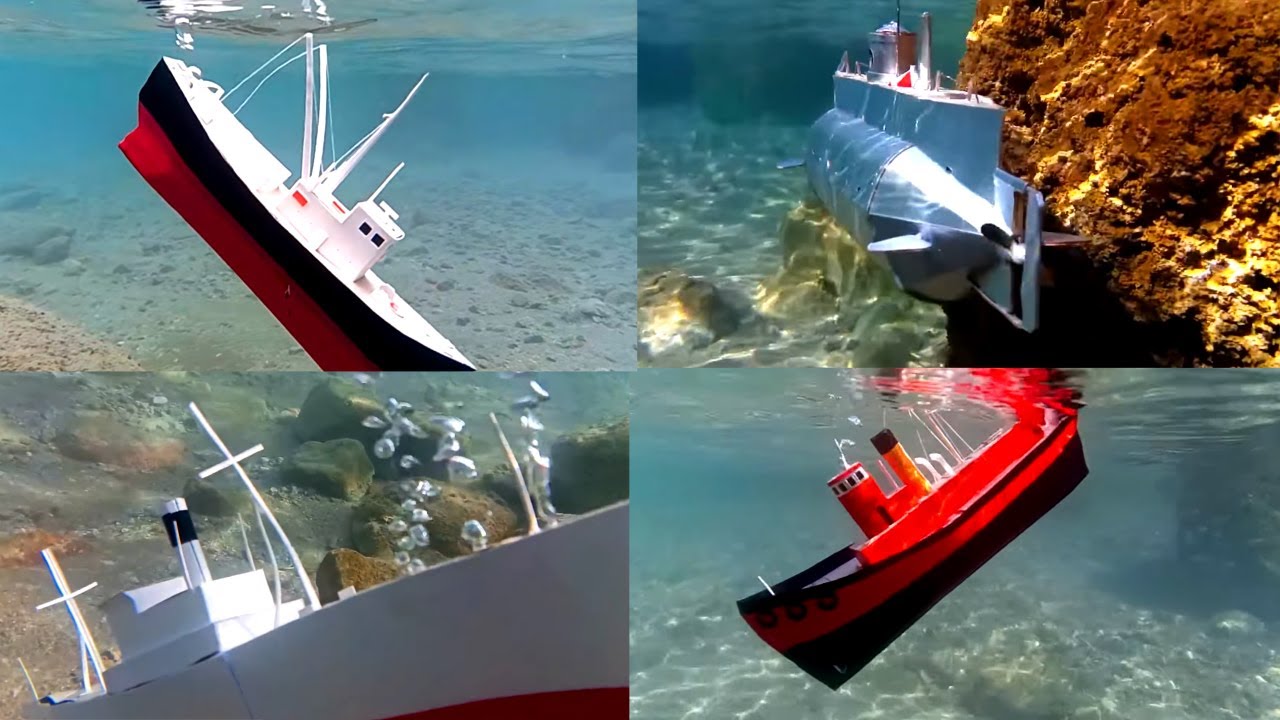 Cardboard ship sinking, ship models sinking after collisions - YouTube