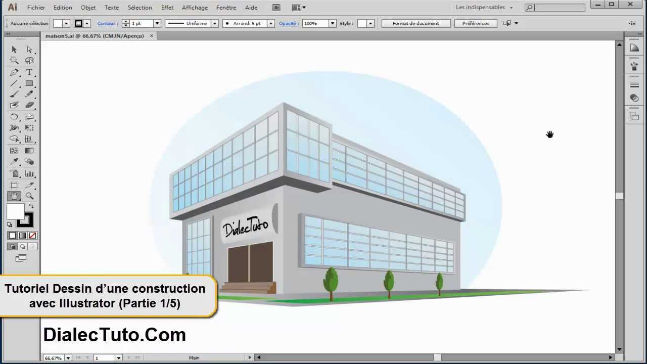 Tutoriel dessin d'une construction (partie 1/5) || Tutoriel Illustrator ...
