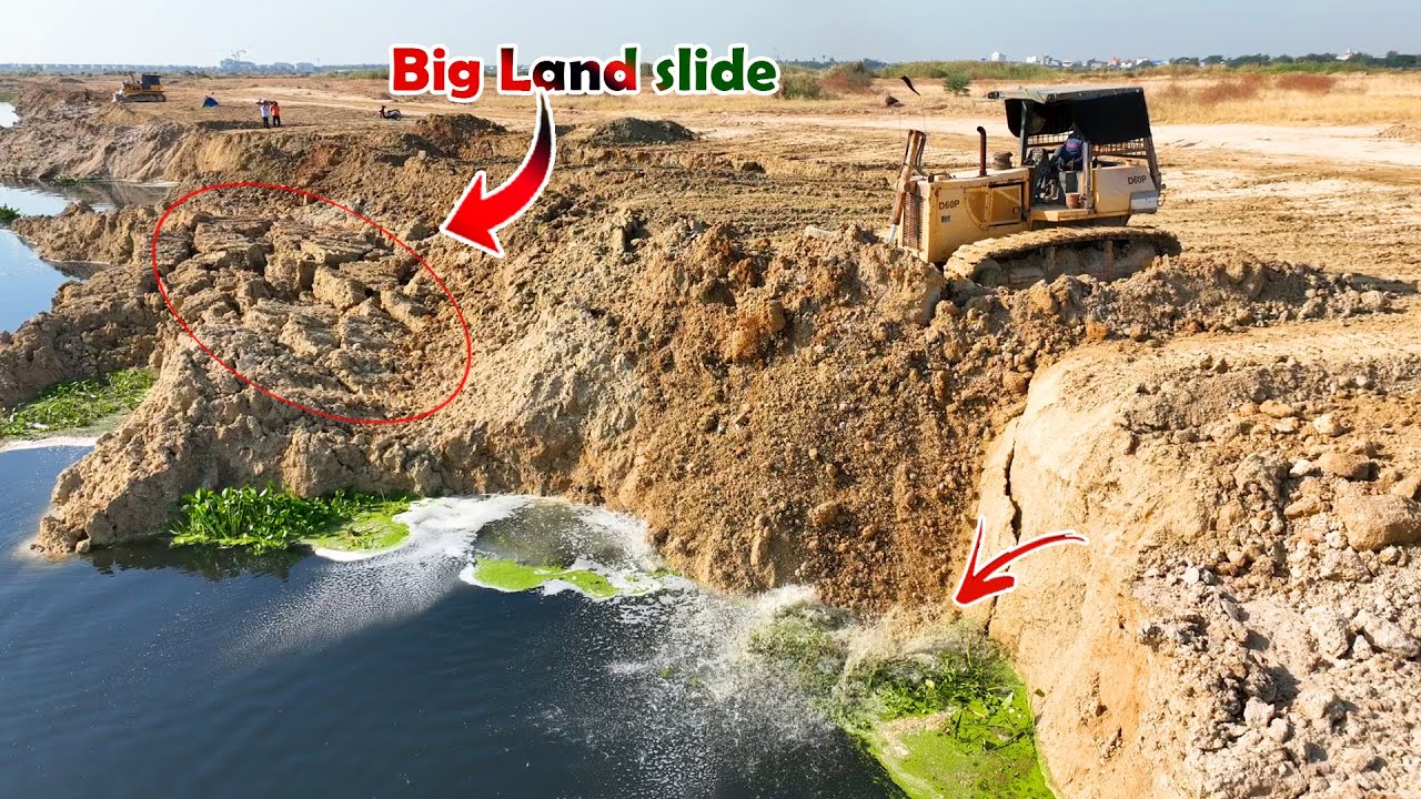 Land Slip In Deep Water And Get Repair By 25T Dump Truck Loading With ...
