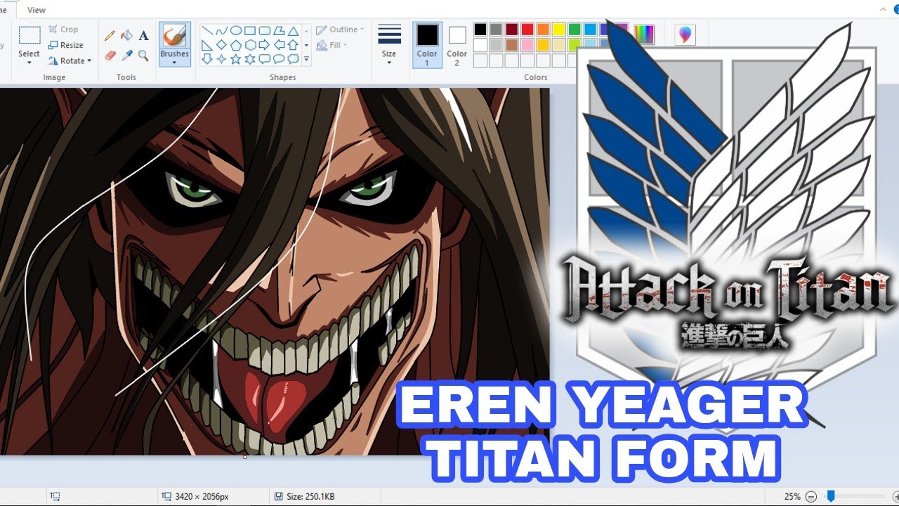 Draw Eren Yeager(Titan Form) in Computer Using mouse| MS Paint ...