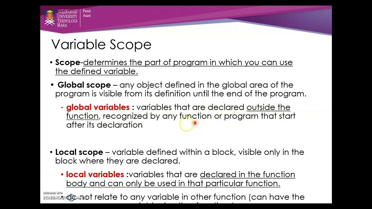 Global Variable and Local Variable Intro: Video 1 - YouTube