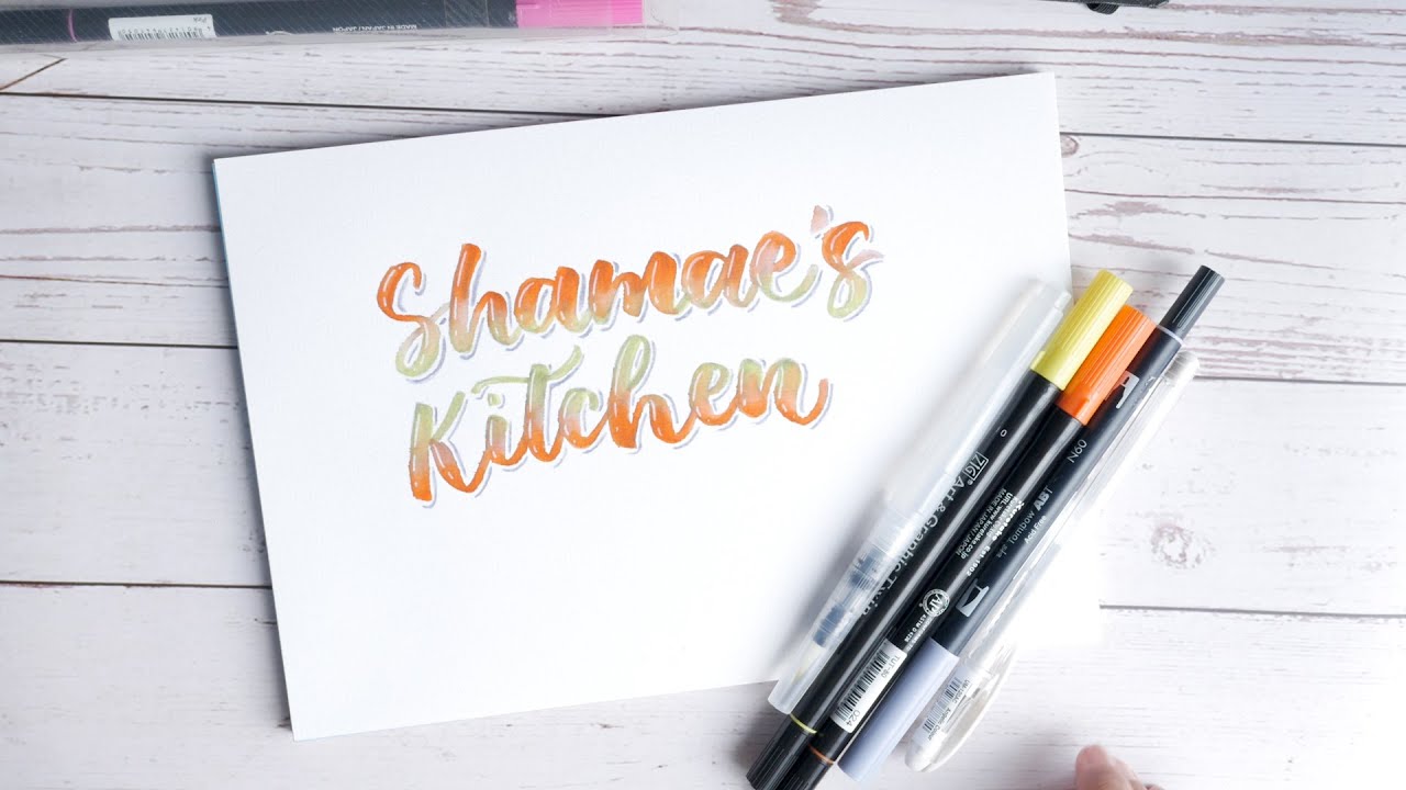 How to Make a Two Colored Ombre Calligraphy Lettering - YouTube