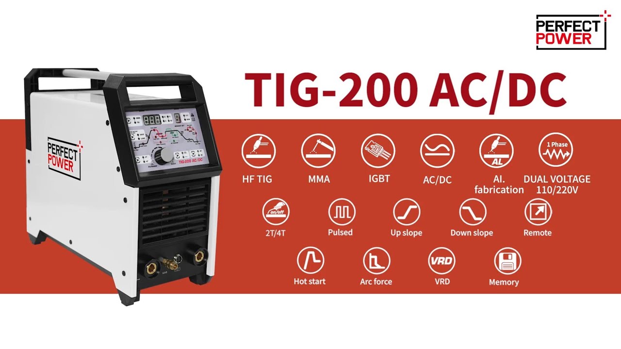 TIG-200 AC/DC pulse TIG aluminum welding with digital control and MMA ...