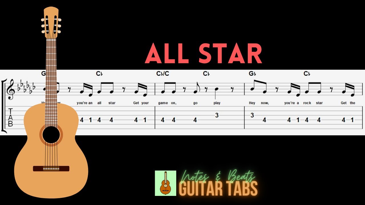 How to Play: Smash Mouth- All Star (no capo) || Easy Guitar Tab & Sheet ...