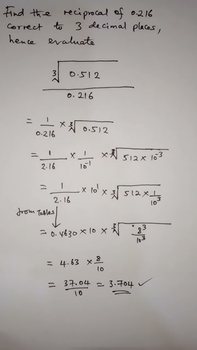 Find the reciprocal using tables then evaluate - YouTube