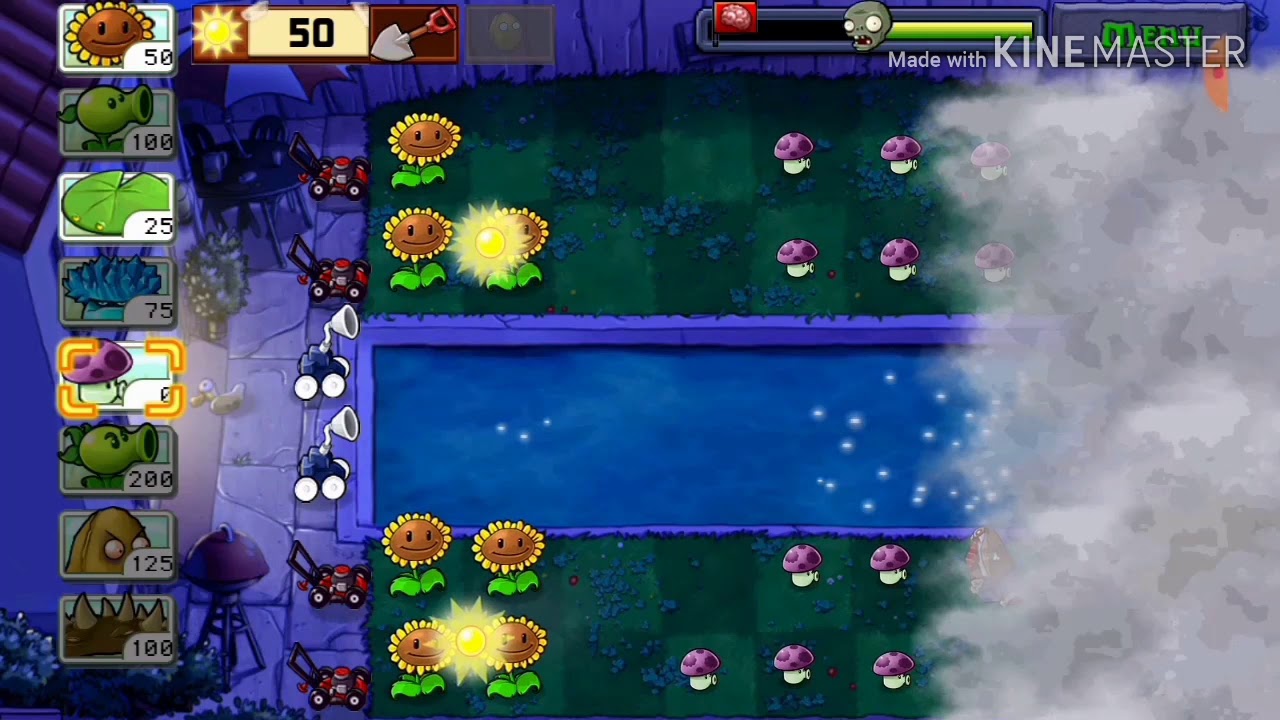 Plants vs Zombies fog level 1 - YouTube