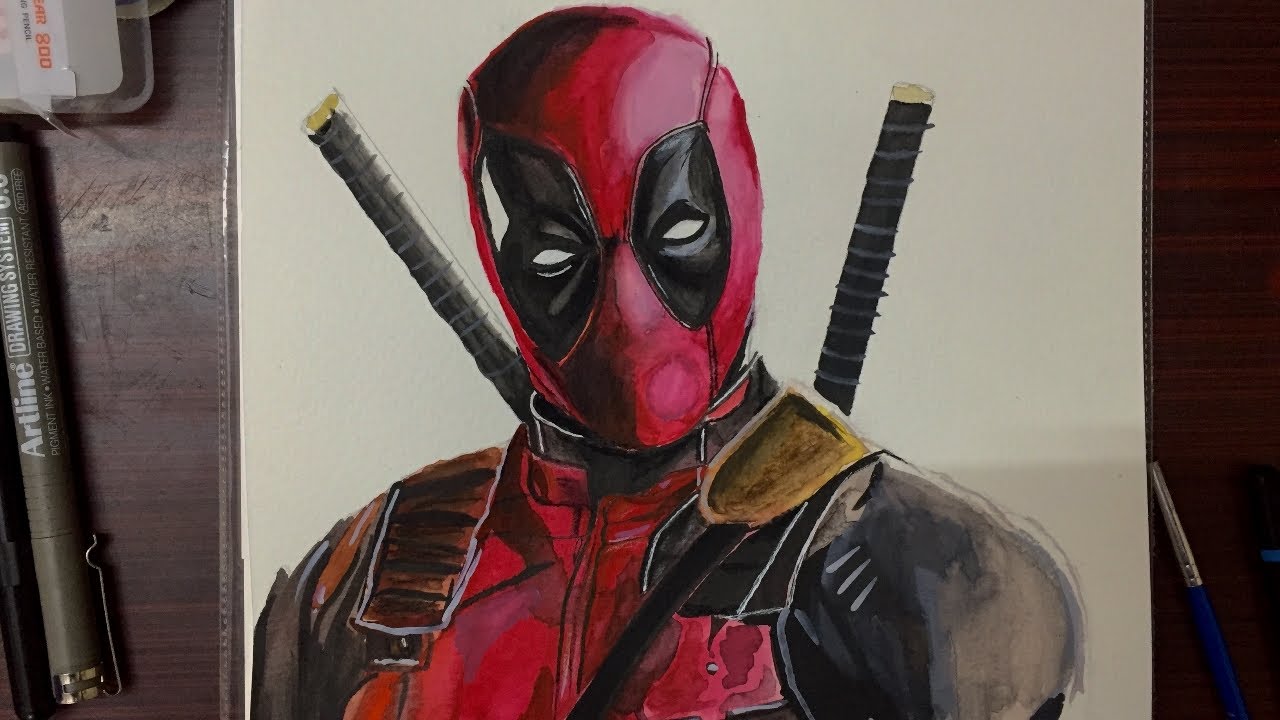Drawing DeadPool 3||Water Colour PaintingUntitled - YouTube