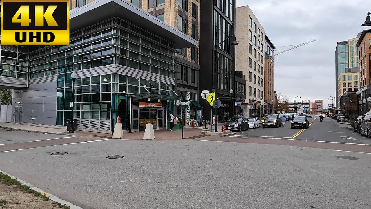 4K Walk in Massachusetts - Sullivan Square MBTA Station to Assembly MBTA Station - YouTube