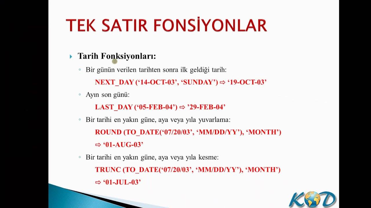 Oracle Sql Tarih Fonksiyonları - YouTube