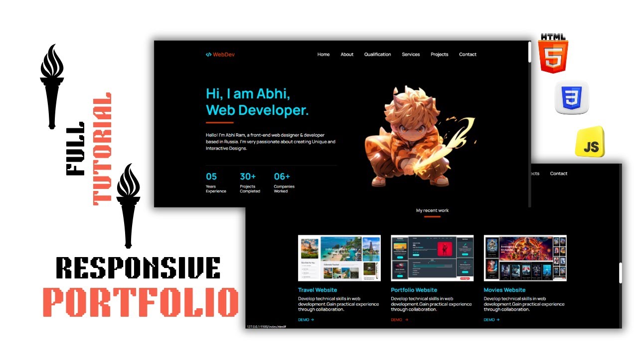 How to Create a Responsive Modern Portfolio Using Html CSS JS Beginners ...