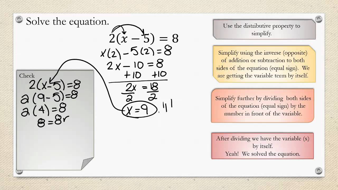 Solve 2 x 5 8 YouTube