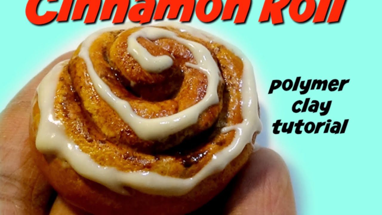 How to Bake Polymer Clay - Cinnamon Roll, Realistic Fake Food Miniature ...