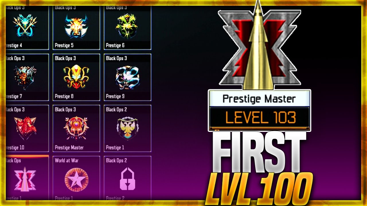 FIRST LEVEL 100 MASTER PRESTIGE In BLACK OPS 3 - BO3 LEVEL 100 ALL ...