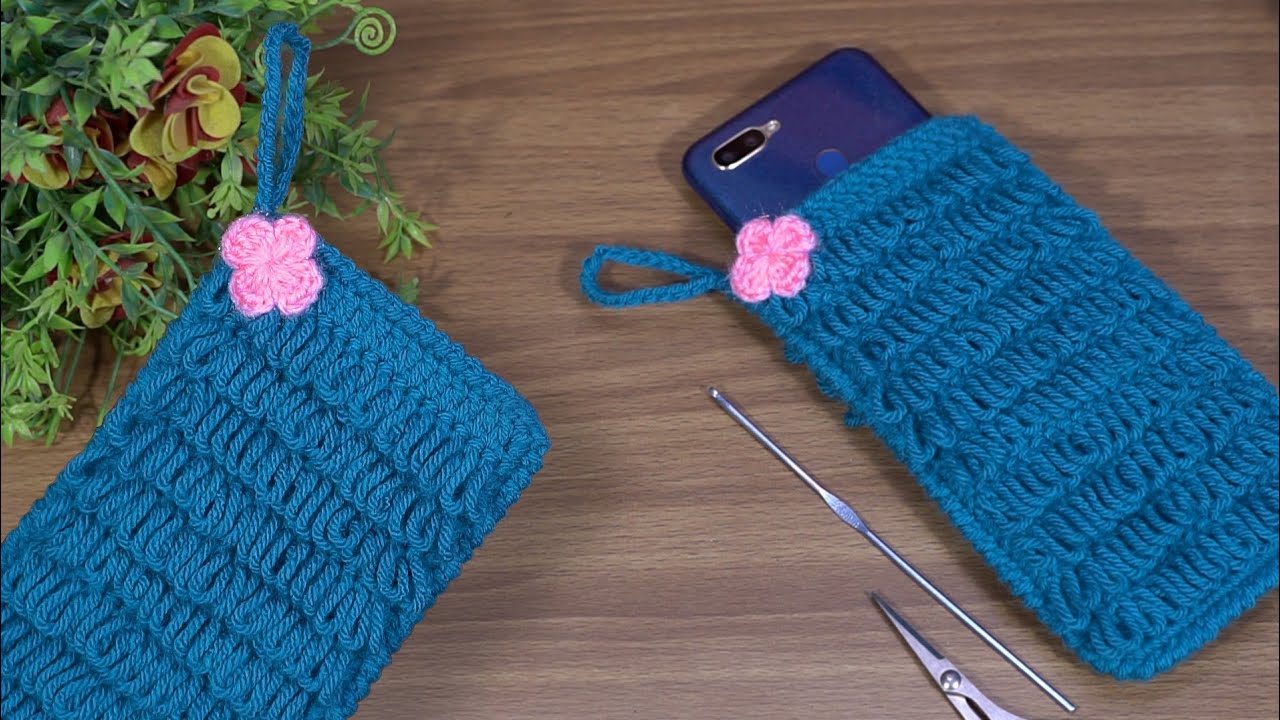 Easy Crochet Phone Bag Tutorial #knitting phone bag #knit mobile case # ...
