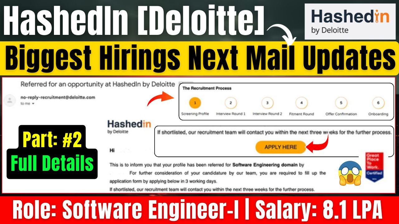 🔥Finally Deloitte [HashedIn] Biggest Hiring Next Mail Update | Recruitment Process | Salary: 8.1 ...
