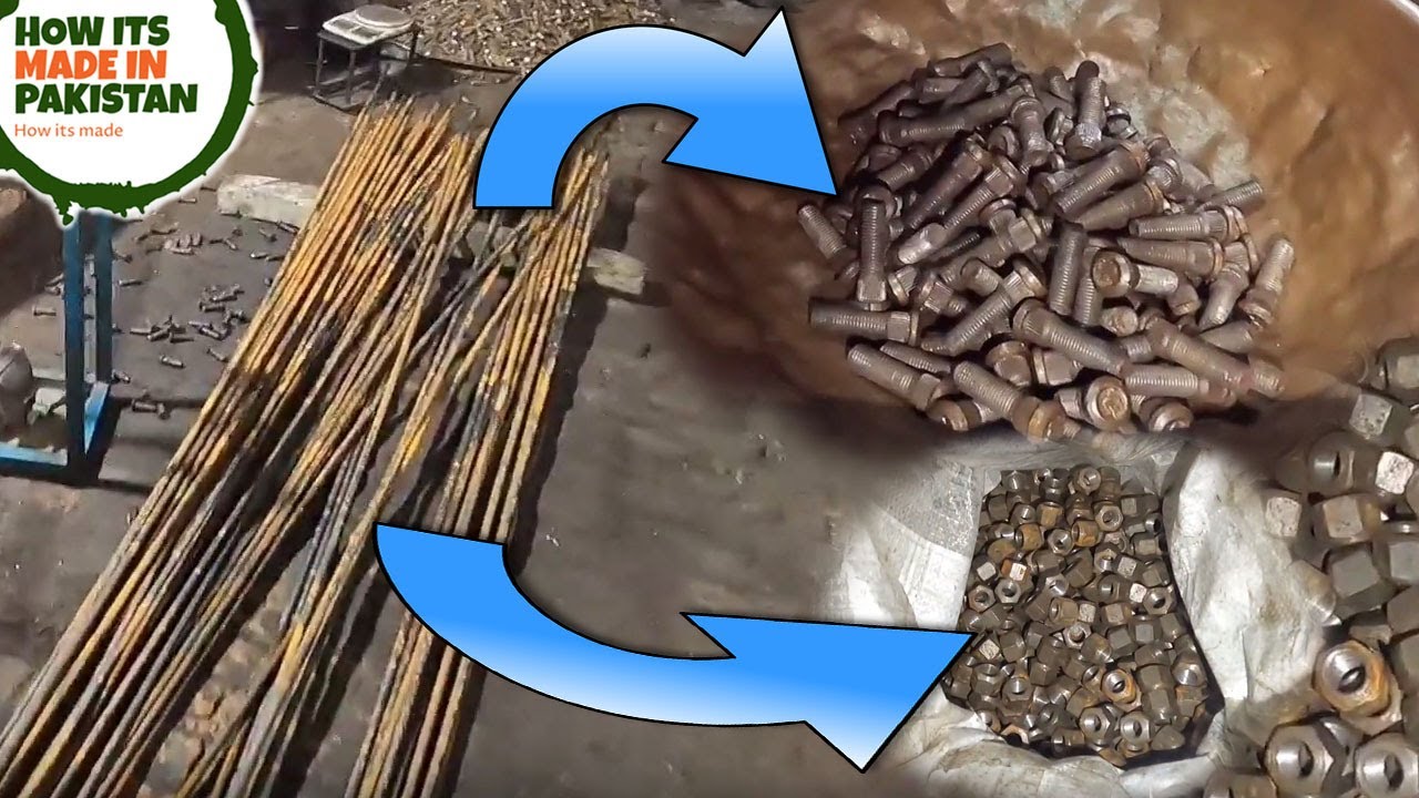 Amazing process of making Iron Nuts and Bolts - YouTube