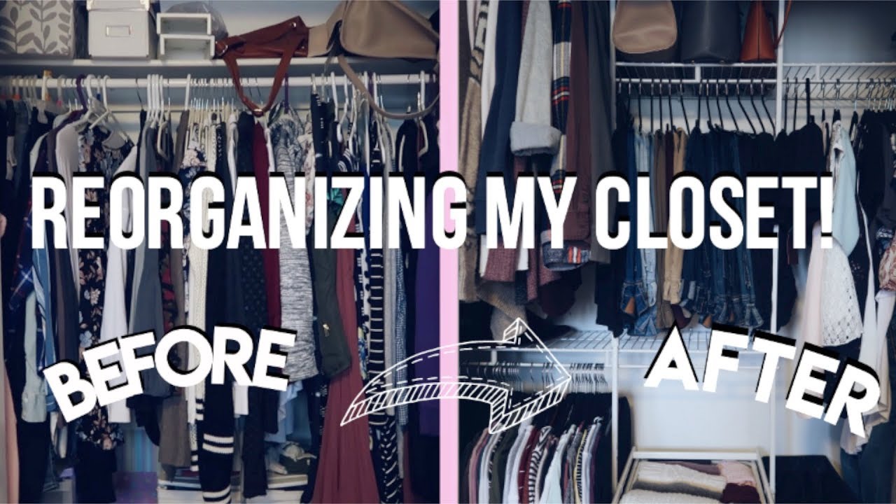 SMALL CLOSET REORGANIZATION/DECLUTTER *aesthetic* - YouTube