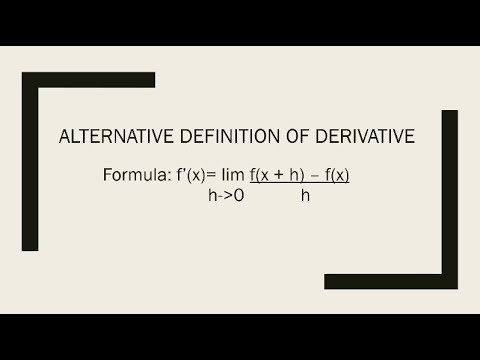 Alternative Definition of Derivative | Jenifer De Alca - YouTube