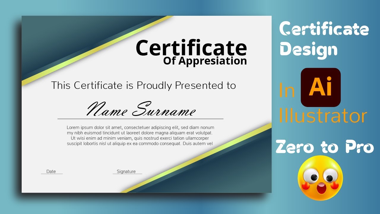 Simple Certificate Design in Illustrator - YouTube