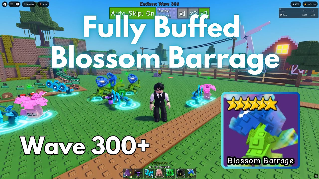 Roblox - Garden Tower Defense - FULLY BUFFED BLOSSOM BARRAGE IN ENDLESS MODE - YouTube
