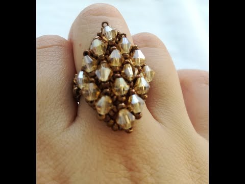 DIY-TAKI TASARIM AĞ ÖRGÜ KRİSTAL YÜZÜK/STYLISH CRYSTAL RING