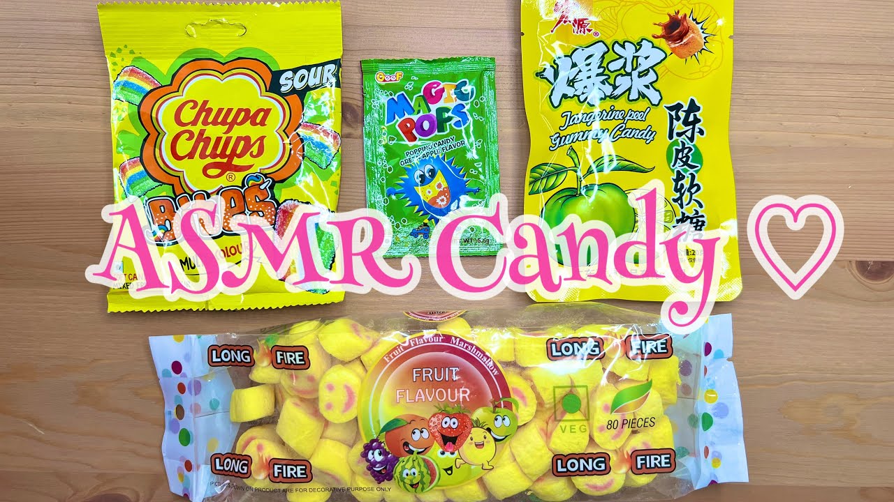 ASMR Candy opening Marshmallow SMILE, Tangerine peel GUMMY Candy ...