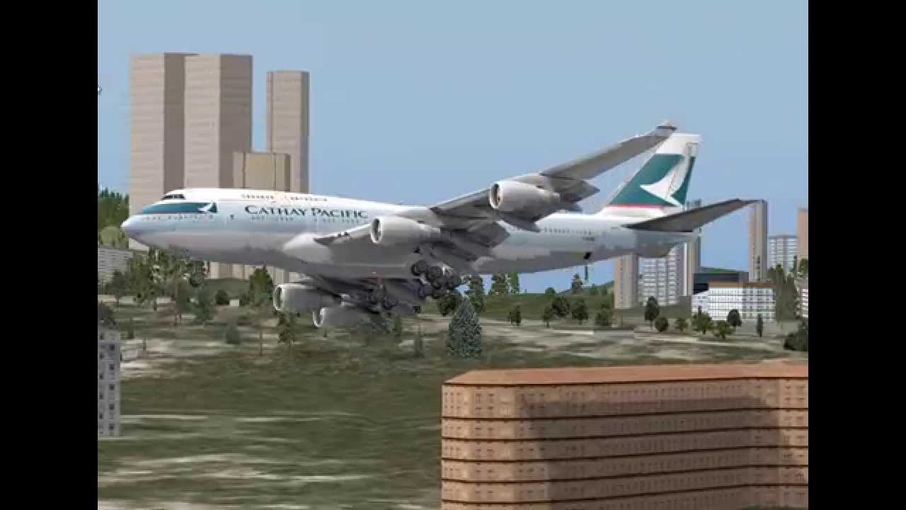World Traffic AI 747 landing at Kai-Tak - YouTube