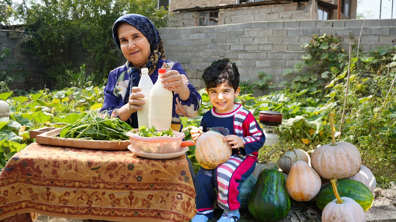 Village Life in Iran | Cooking Ash Dough | Harvesting fall crops - YouTube