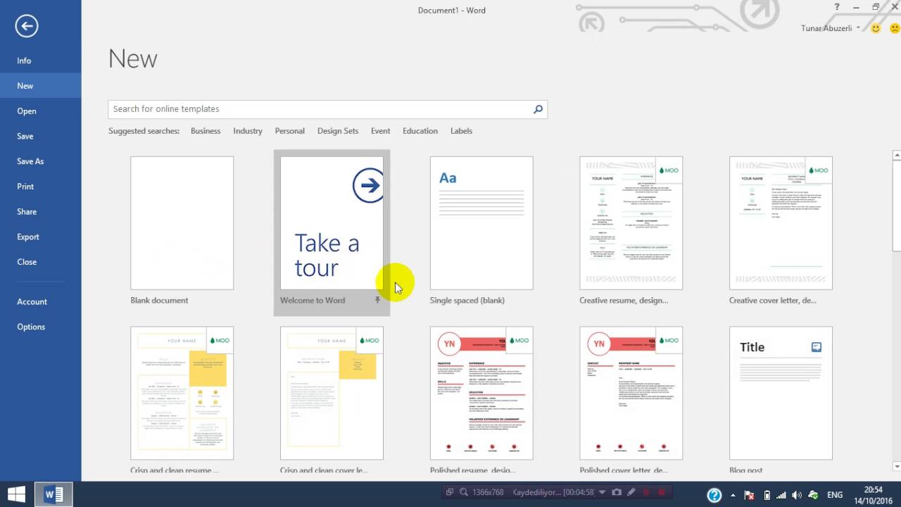 Word 2016 File Menusu # 1 - YouTube
