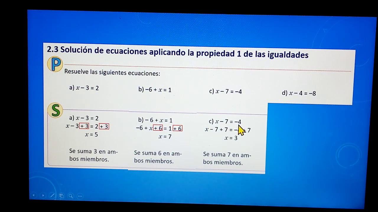 7° U5 LECC 2,3 SOLUCIÓN DE ECUACIONES APLICANDO PROPIEDAD 1 DE LAS ...