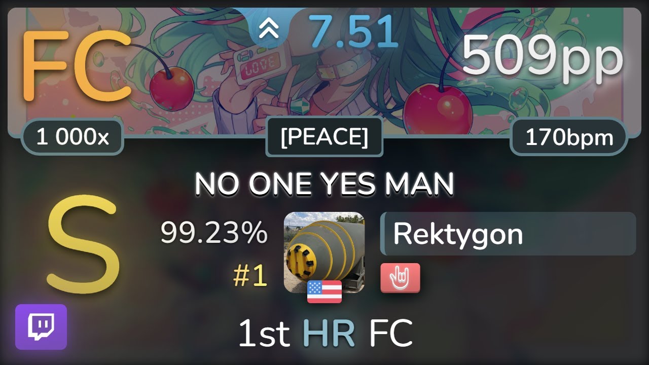 🔴🔔 Rektygon | MYUKKE. - NO ONE YES MAN [PEACE] +HR 99.23% FC #1 | 509pp ...