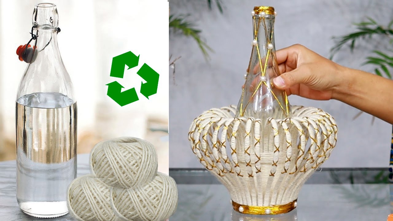 Flower Vase ideas from Old Glass Bottle😍Why buy when you can diy them ...
