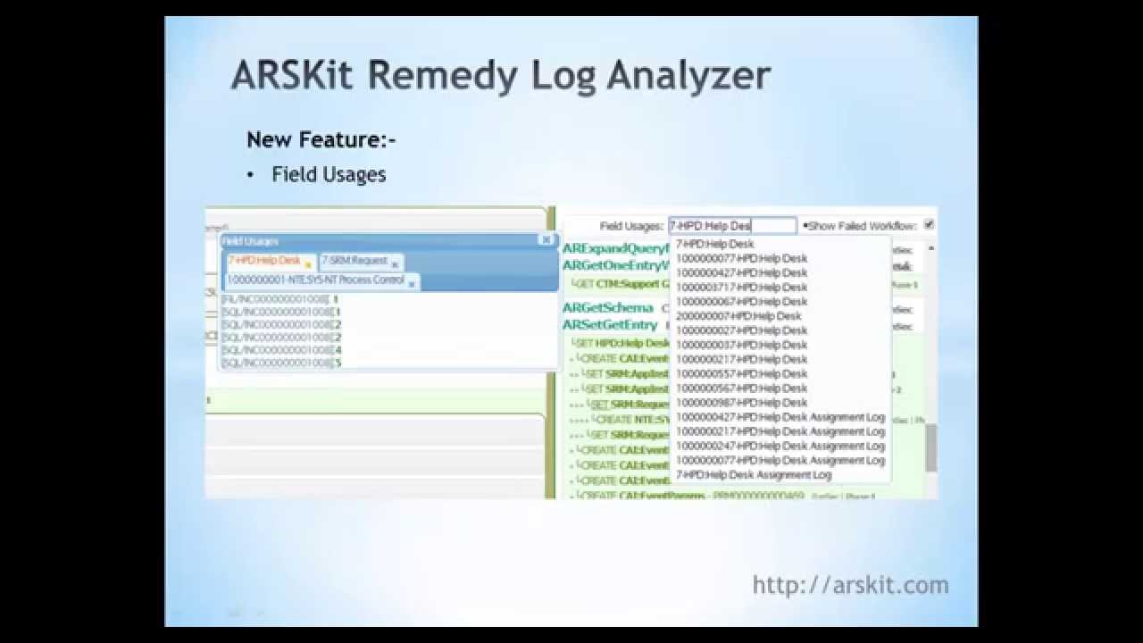 ARSKit Remedy Log Analyzer - Field Usages - YouTube