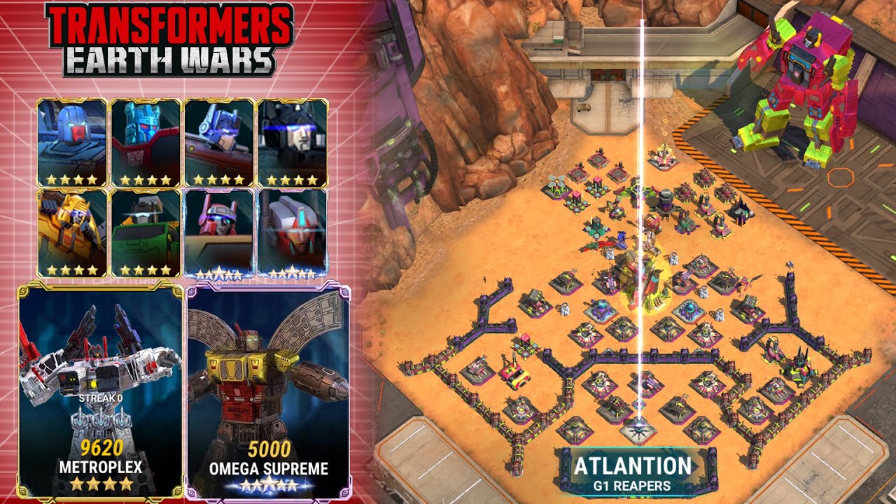 Transformers Earth Wars: Optimus Rush Vs. Atlantion (G1 Reapers) - YouTube